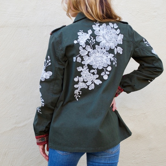 DRIFTWOOD | Jackets & Coats | Driftwood Olive Embroidered Army Jacket ...